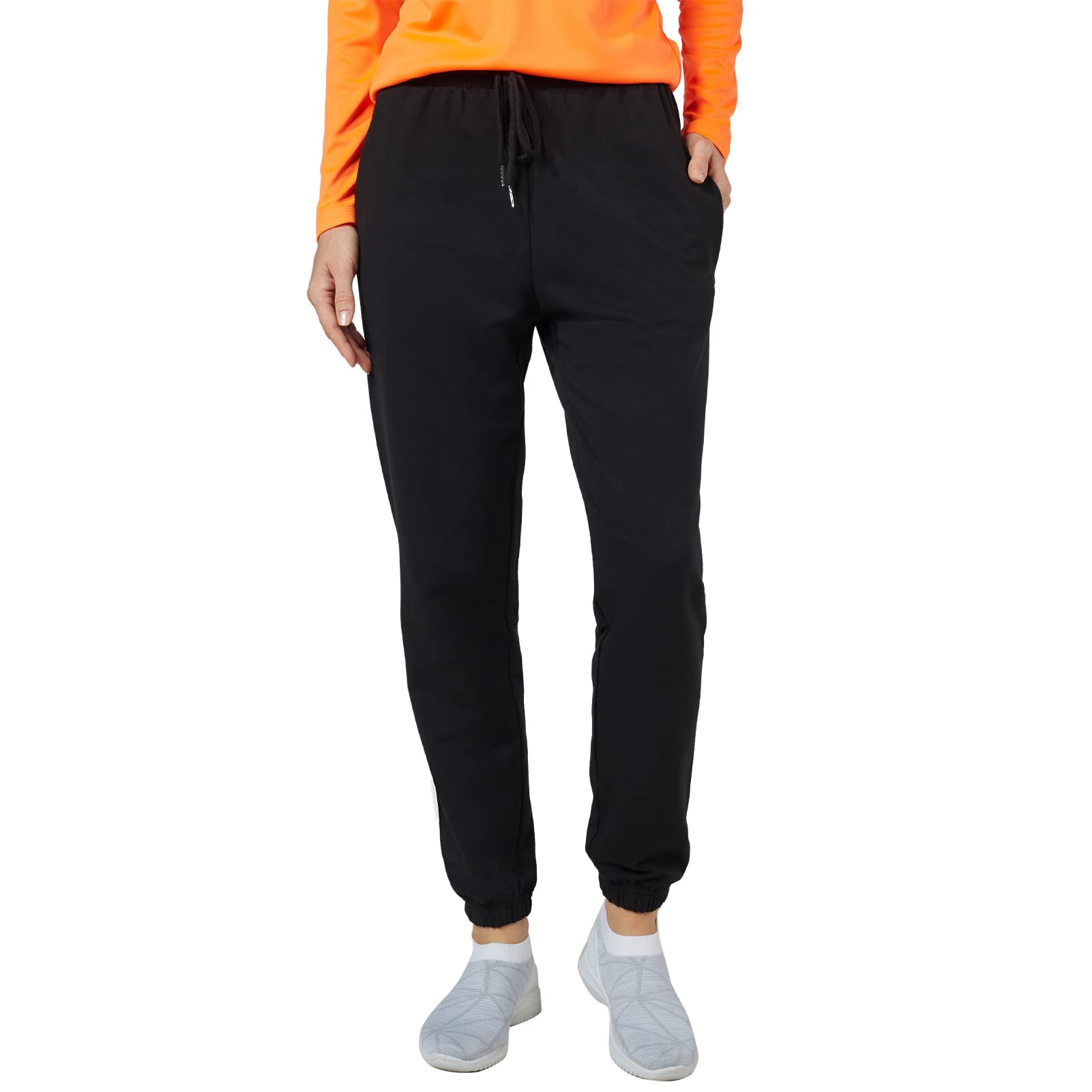 Womens Lightweight Drawstring Sweatpant High Waisted Casual Athletic Jogger Comfort Workout Cinch Bottom Pant with Pockets(Black,L)