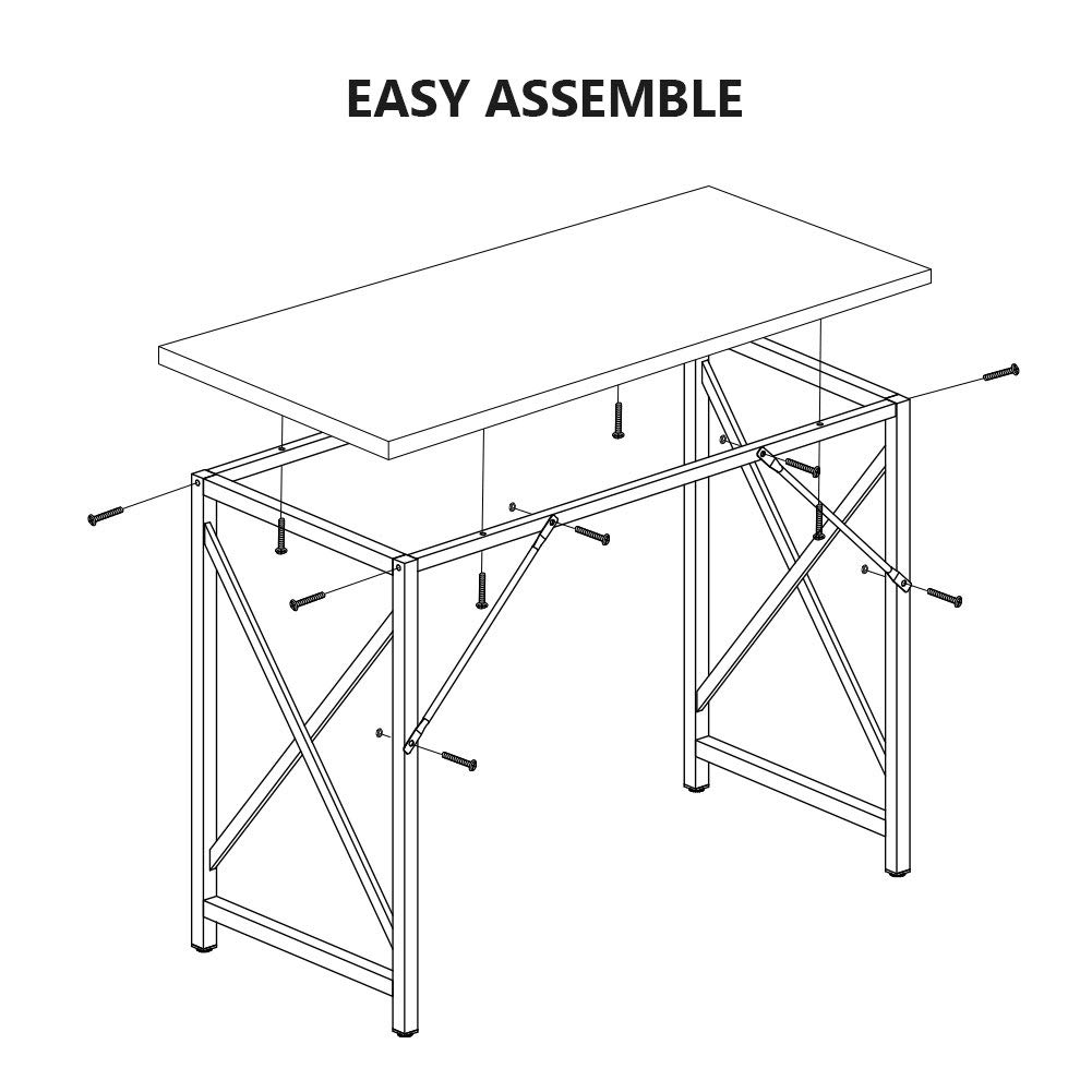 Tribesigns Writing Computer Desk, 39 inch Modern Simple Computer Table Study Desk, Industrial Vintage Laptop Table for Home Office (Black)
