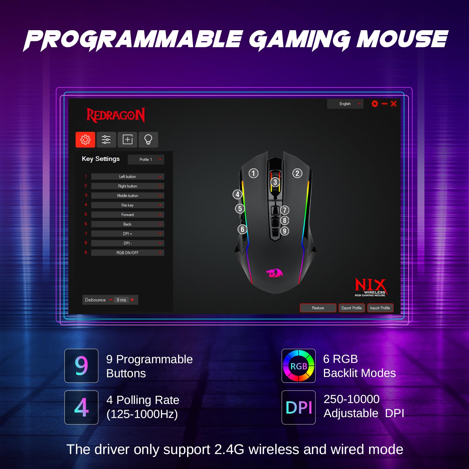 Redragon M601 Gaming Mouse Wired with red LED, 3200 DPI 6 Buttons Ergonomic CENTROPHORUS Gaming Mouse for PC