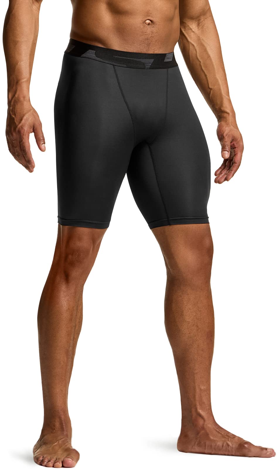 TSLA Men's Athletic Compression Shorts, Sports Performance Active Cool Dry Running Tights, Core 3pack Shorts Dim Black/Dim Charcoal/Sky, Small
