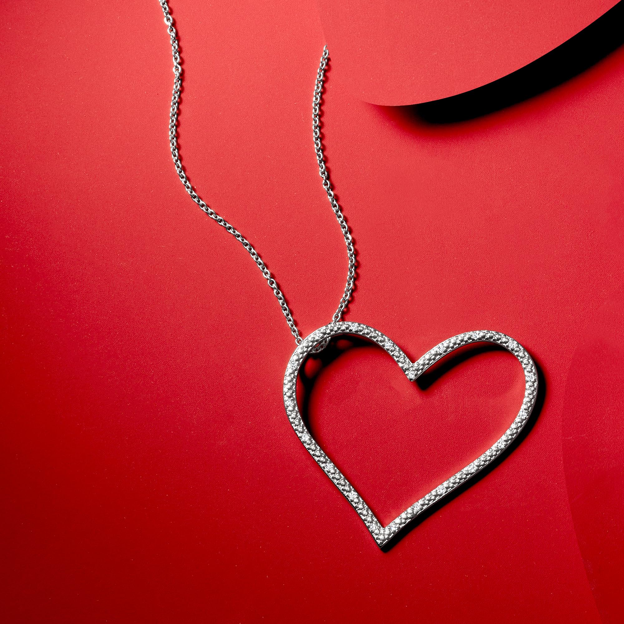 Ross-Simons 0.10 ct. t.w. Diamond Heart Pendant Necklace in Sterling Silver. 18 inches