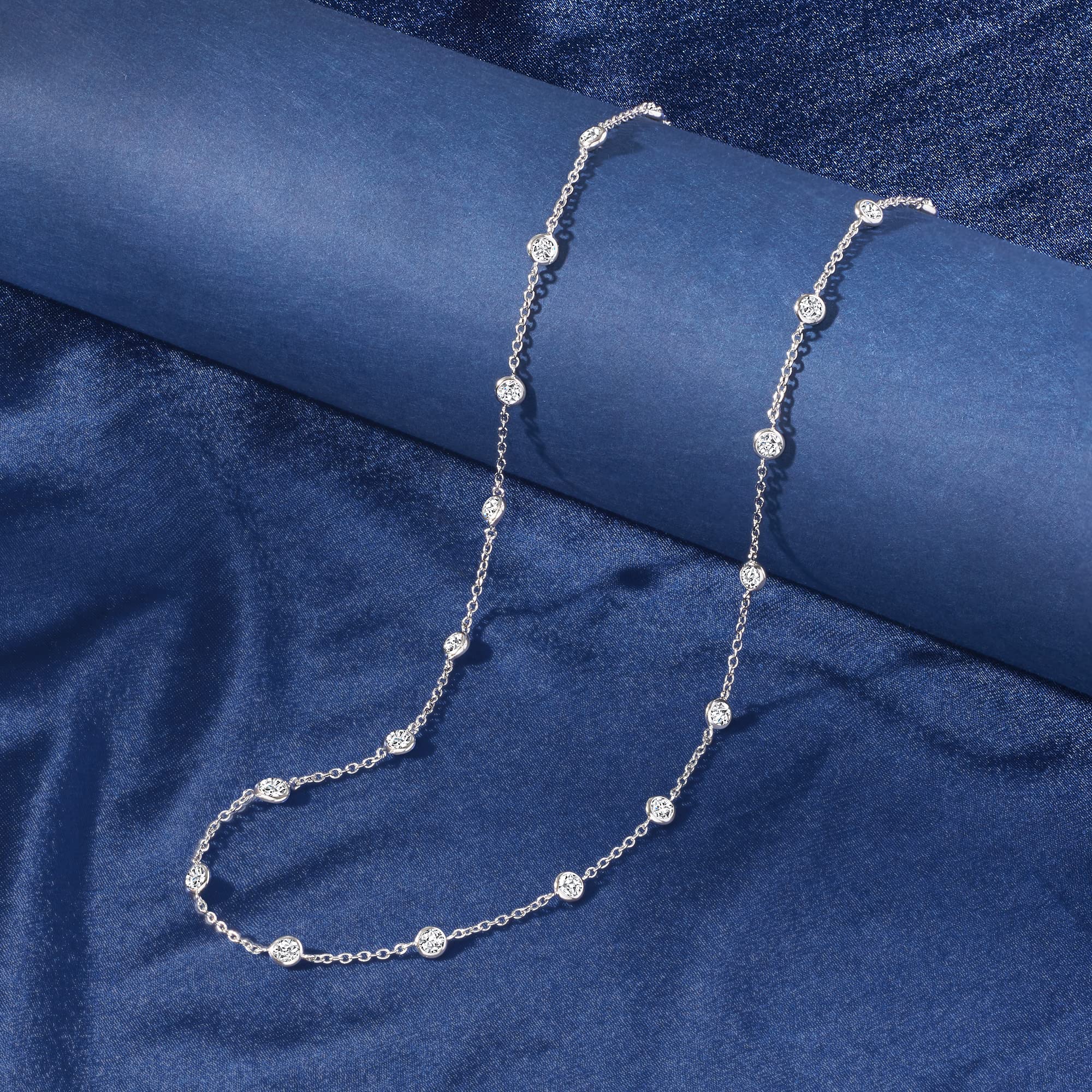Ross-Simons 4.50 ct. t.w. CZ Station Necklace