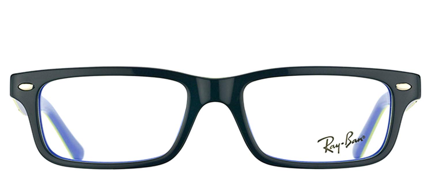 Ray-Ban Junior Kids' RY1535 Rectangular Prescription Eyeglass Frames, Dark Grey On Blue/Demo Lens, 48 mm
