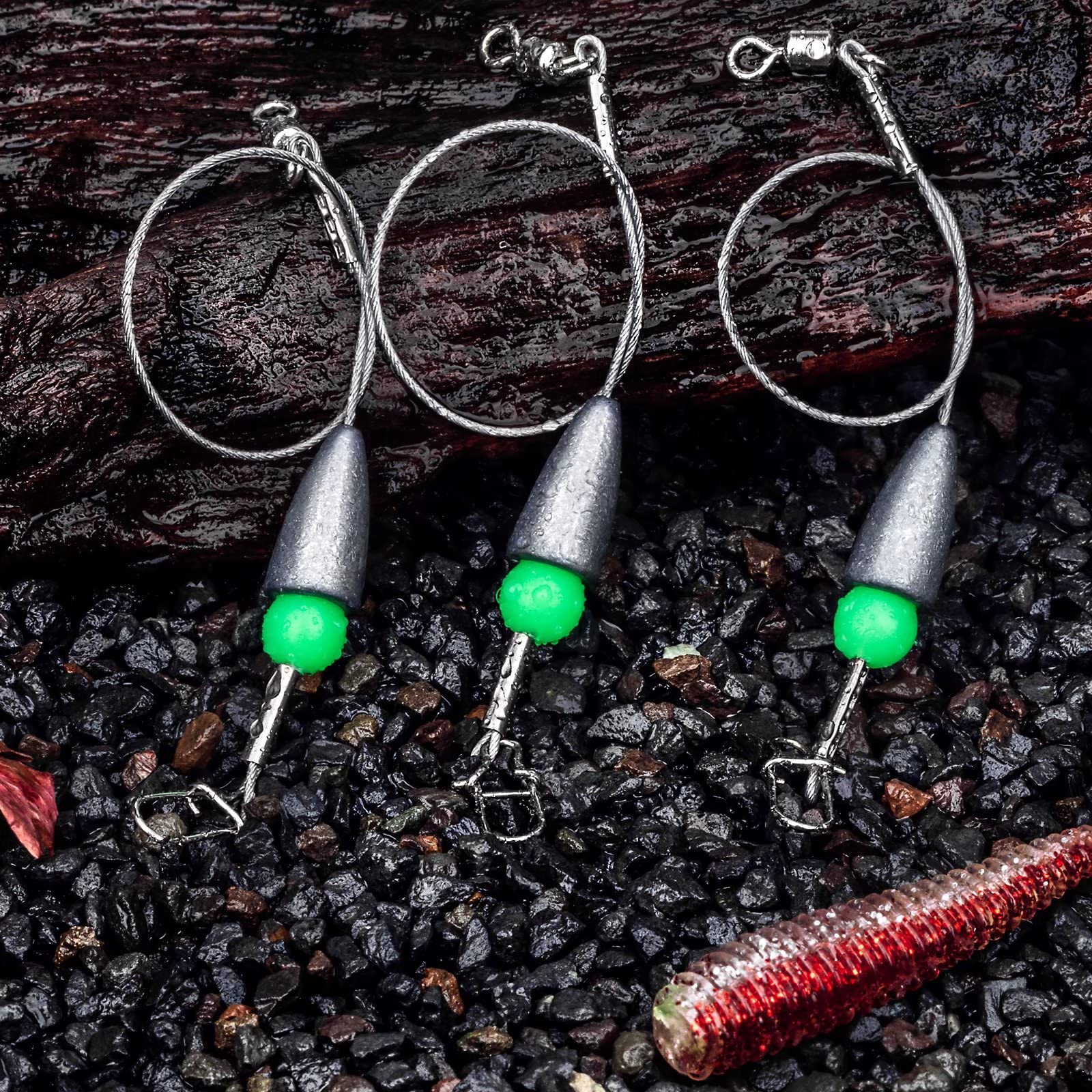 THKFISH Fishing Weights Bullet-Weights Carolina Ready Rigs Pre Rigged Carolina Rigs 1/2oz 10pcs