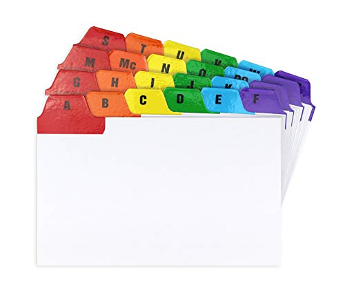 Silvine 5x3" Guide Cards in Plain White, Tabbed A-Z. Ref 853 (126 x 76mm)
