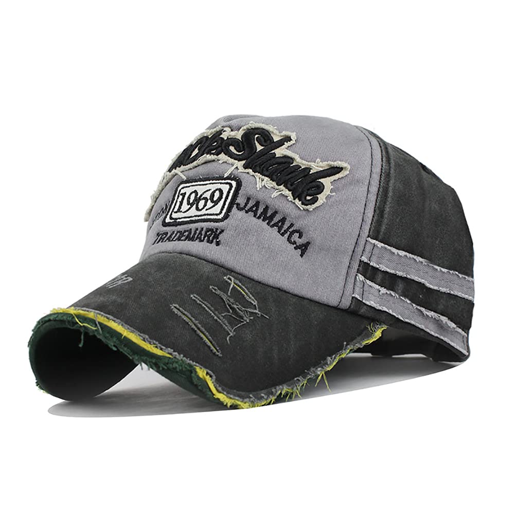 YULOONG Vintage Cotton Baseball Cap Denim Frayed Edge Sunhat Adjustable Unisex