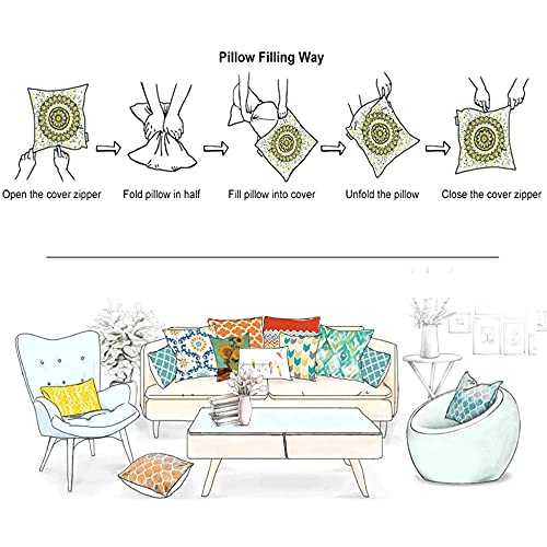Set of 4 Decorative Throw Pillow Covers 14x14inch Cotton and Linen Throw Pillow Covers Square Throw Pillow Cases Double-Sided Printing for Home Sofa Office and Outdoor Decoration,Easter Bunny C214