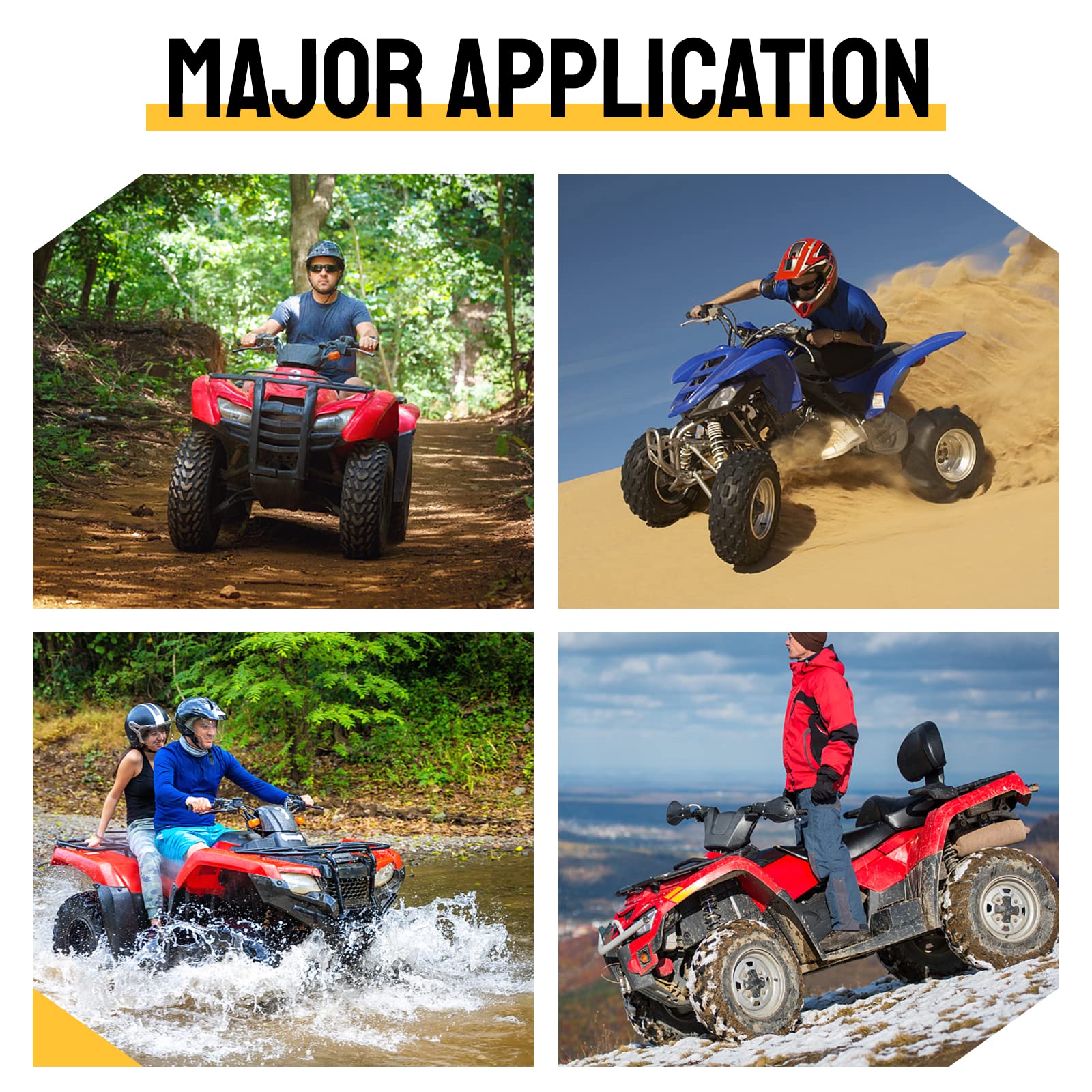 TUFFIOM Set of 4 ATV UTV All-terrain Tires 25x8-12 Front & 25x10-12 Rear, 6 PR, Tubeless
