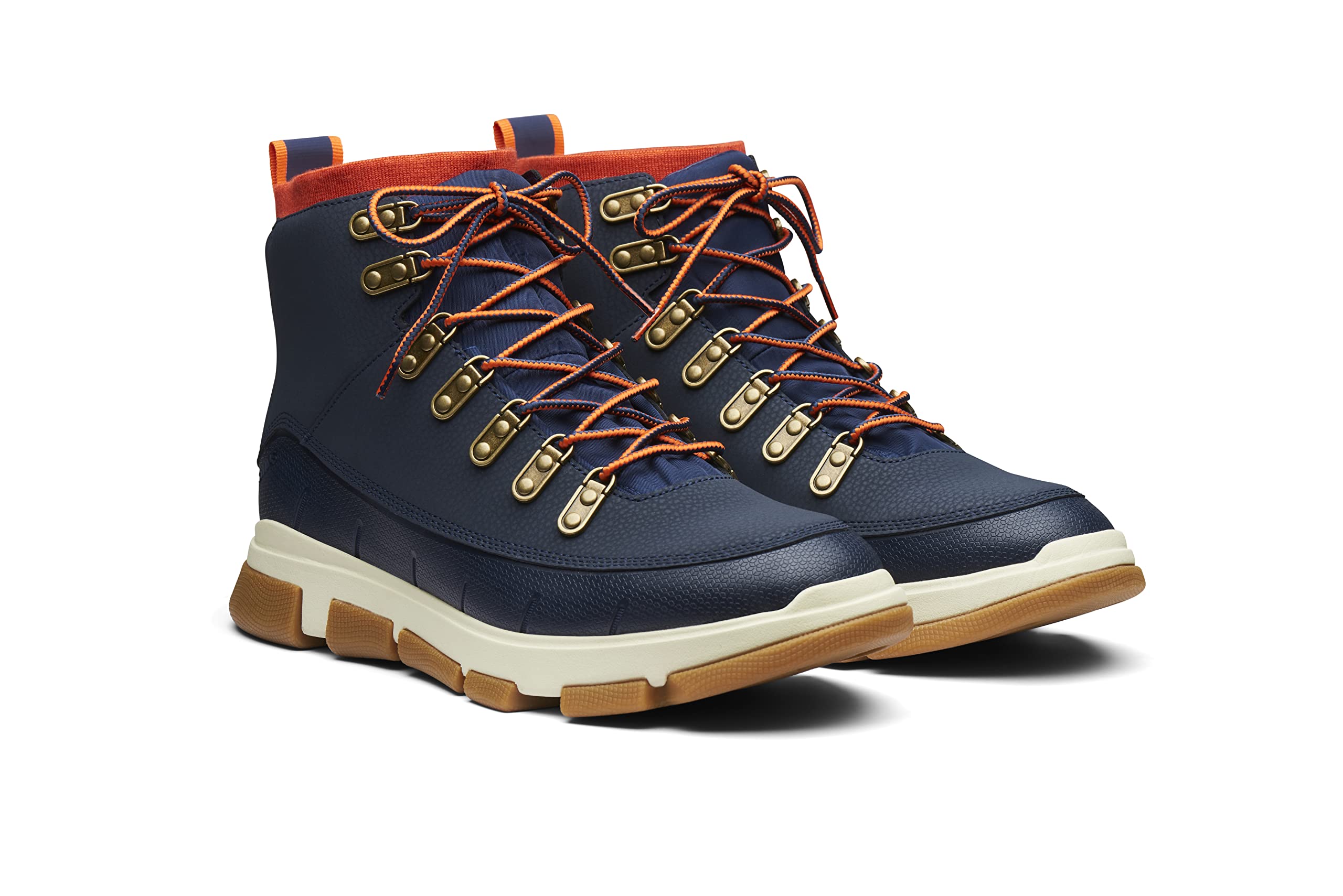 SWIMS Mens City Hiker II Boots, Navy/Orange/Gum, 8.5
