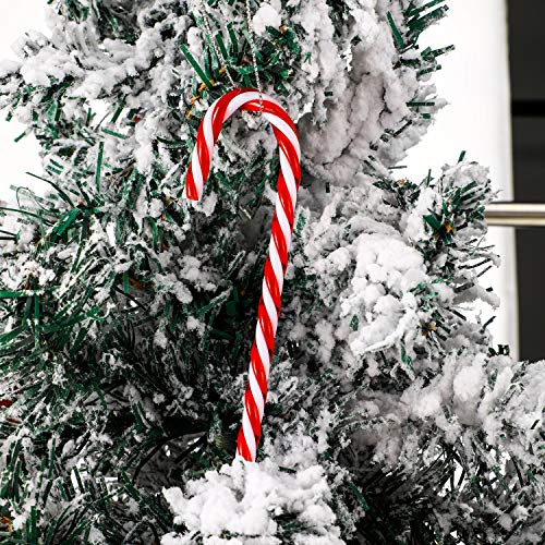 Skylety 50 Piece Christmas Crutch Plastic Candy Cane Hanging Ornaments Christmas Cane Accessories Hanging with Rope for Christmas Party