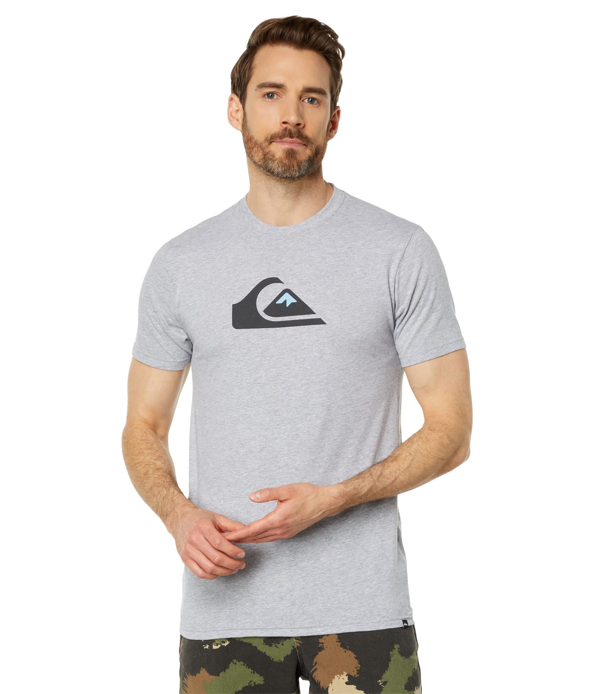 Quiksilver Mens Regular Fit Graphic Tees - Comp Logo (Athletic Heather, Large)