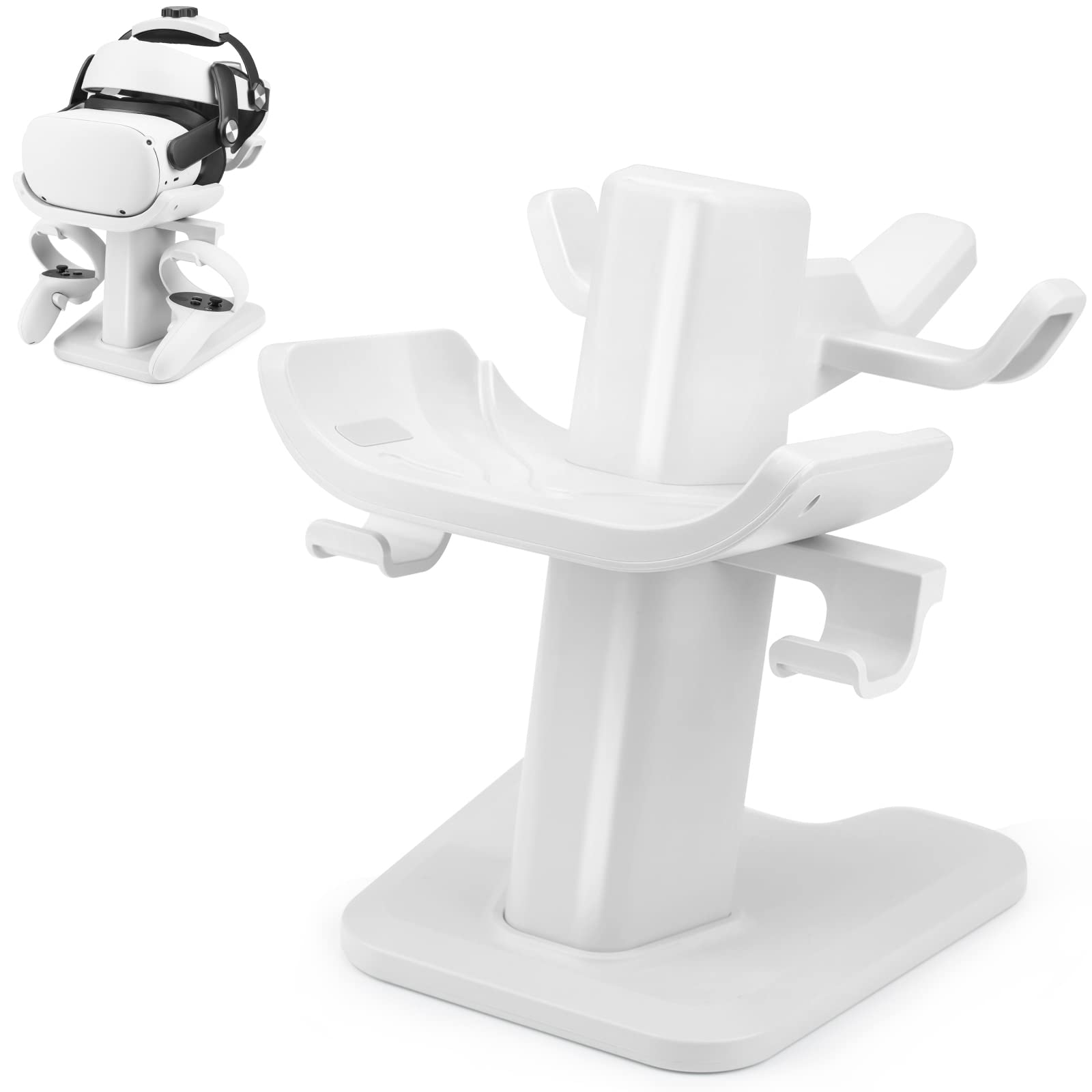 VR Stand, Headset Display Holder and Controller Mount Station for Meta/Oculus Quest 2/Quest/Rift S/Valve Index/HP Reverb G2 Headset and Touch Controllers Accessories, White
