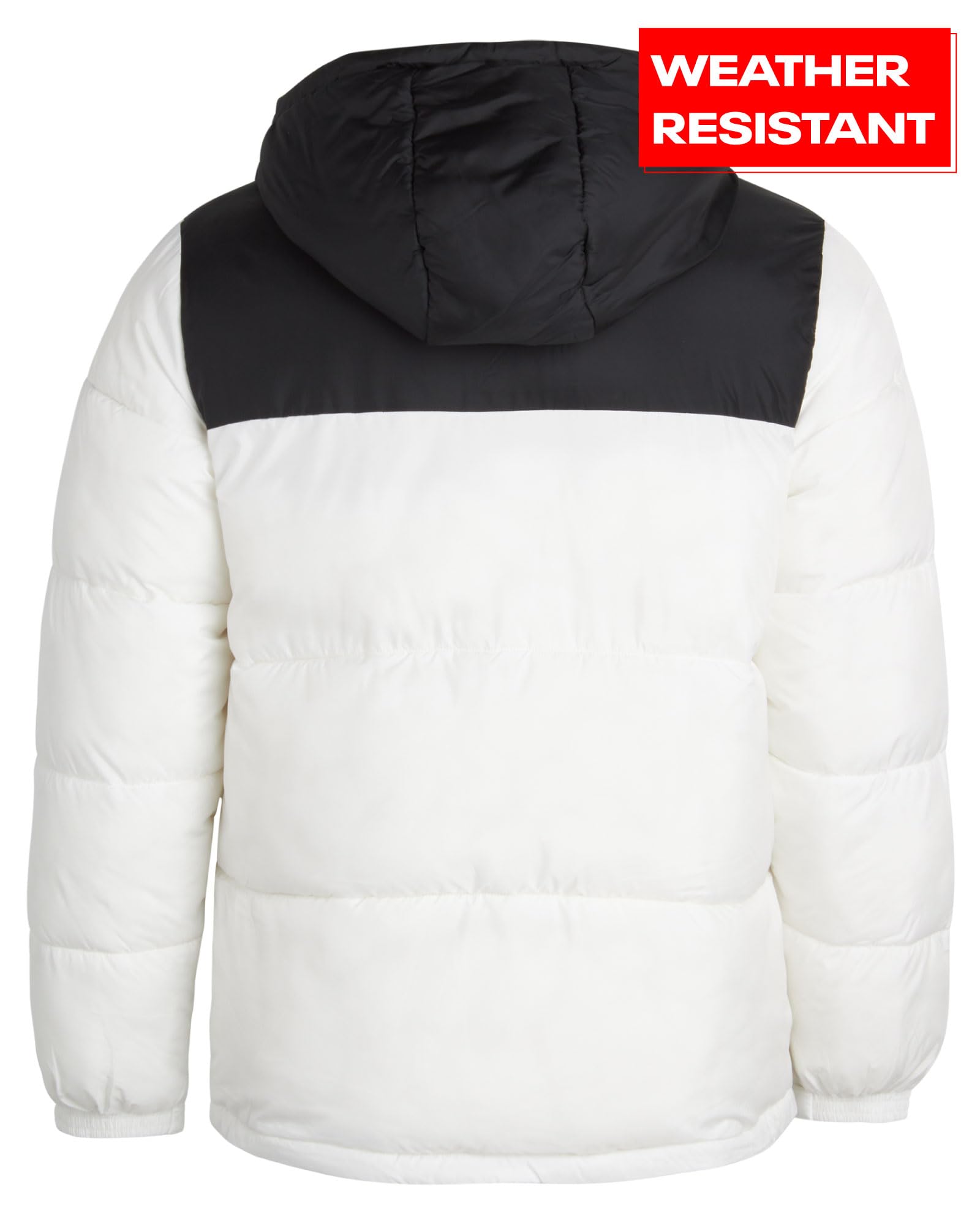Reebok Men's Winter Jacket - Heavyweight Quilted Puffer Parka Coat - Weather Resistant Ski Jacket for Men (8-20), Size Medium, Black/White