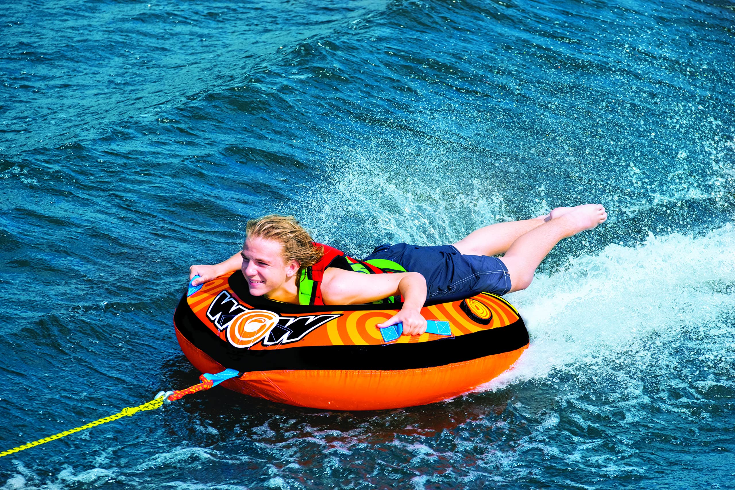WOW Sports - Lil' Skipper Inflatable Towable Tube - 1 Rider - Perfect For Kids & Adults - Soft Top - Boating Accessory