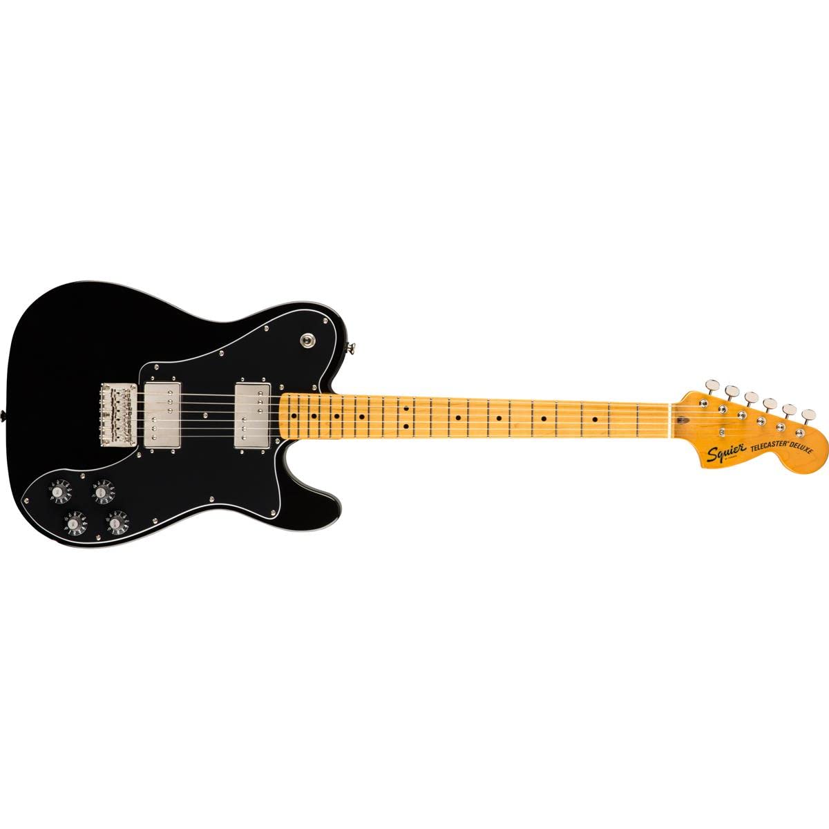 Squier Classic Vibe 70s Deluxe Telecaster Electric Guitar, Black, Maple Fingerboard