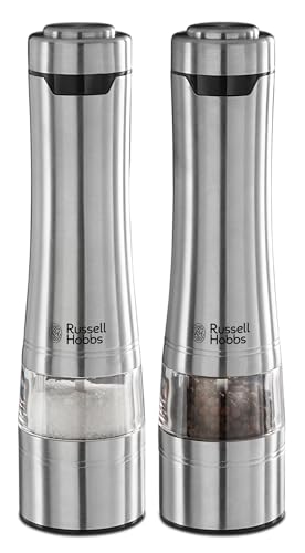 Russell Hobbs Battery Powered Salt and Pepper Grinders 23460-56 - Stainless Steel and Silver