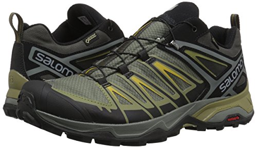 Salomon X Ultra 3 Gore-TEX Hiking Shoes for Men, Castor Gray/Beluga/Green Sulphur, 10.5