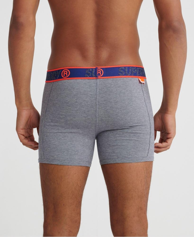 Superdry Mens Sports Boxers Double Pack Chrome Navy Feeder/Downhill Navy Size Xl