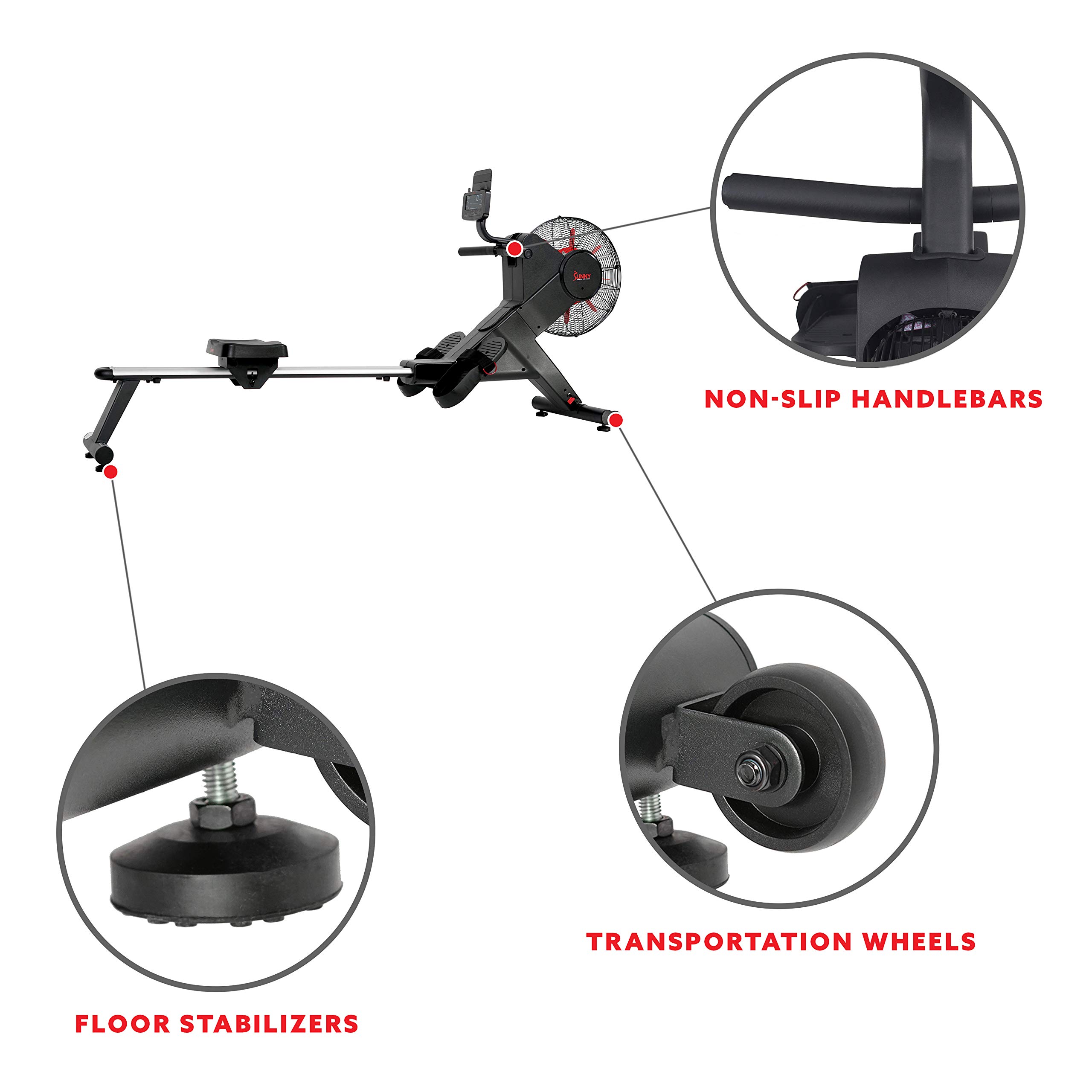 Sunny Health & Fitness Carbon Premium Air Magnetic Rowing Machine - SF-RW5983
