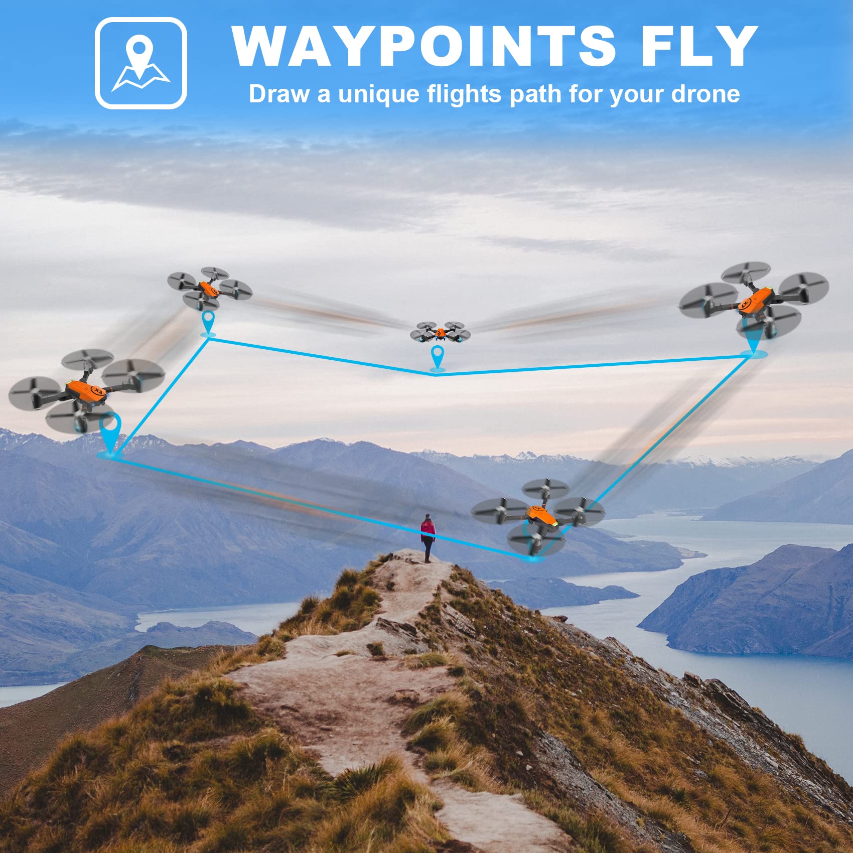 ORKNELY 1080P WiFi FPV Quadcopter Drone with Camera - For Adults and Kids, Headless Mode, Altitude Hold, One Key Takeoff/Landing