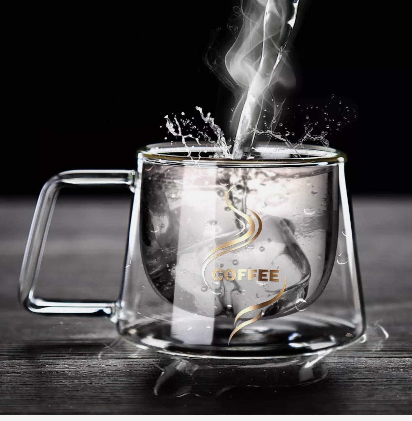Virgin Forest Espresso Cups, Double Wall Lnsulated Glasses Cup, Clear Glass Coffee Mugs with Handle (7 oz)