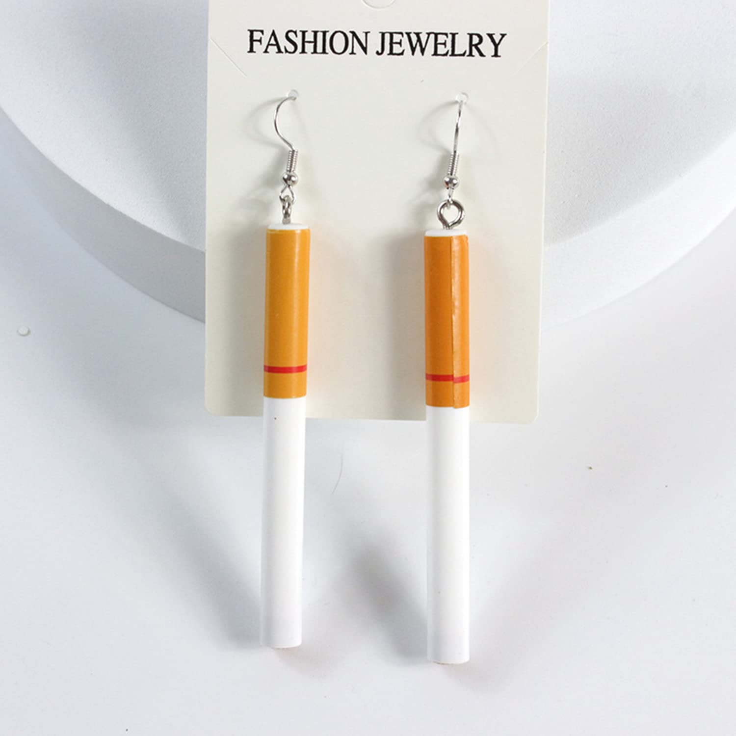 YUNXI 2 Pairs Harajuku Creative Funny Cigarette Butt Drop Dangle Earrings Wacky Lifelike Cigarette Earrings for Women Unisex Cool Punk Jewelry (Silver)
