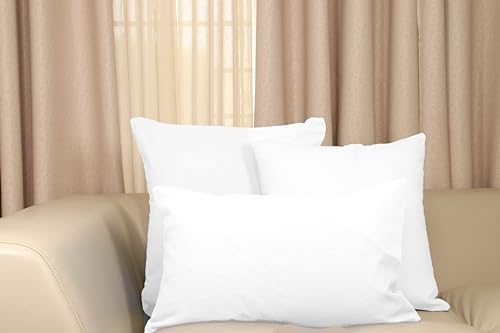 PurpleEssences Pack of 2 Cotton Pillow Covers Decorative Square Throw Pillowcase Soft Solid Cushion Case for Spring and Summer Sofa Bedroom Car - 12x20 Inch - White