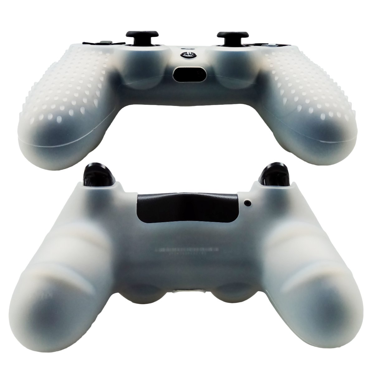 Pandaren PS4 Controller Grips for PS4 Video Games Controllers Studded Anti-Slip Silicone Cover Skin Set Compatible for PS4 /Slim/PRO Controller(White Controller Skin x 1 + FPS PRO Thumb Grips x 8)