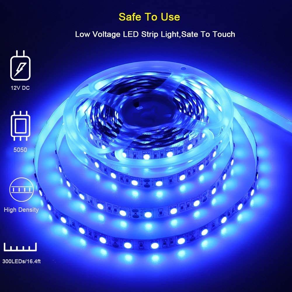 Vbakor Pontoon LED Strip Lights, 12V 5M/16.4FT Waterproof Marine LED Light Boat Interior Light, Boat Deck Light for Night Fishing, Ideal for Pontoon Fishing Boat (Blue Lights)