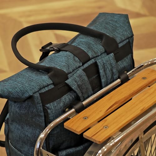TOURBON Nylon Roll-top Clip-On Bike Panniers Women's Shoulder Tote Bag (Blue)
