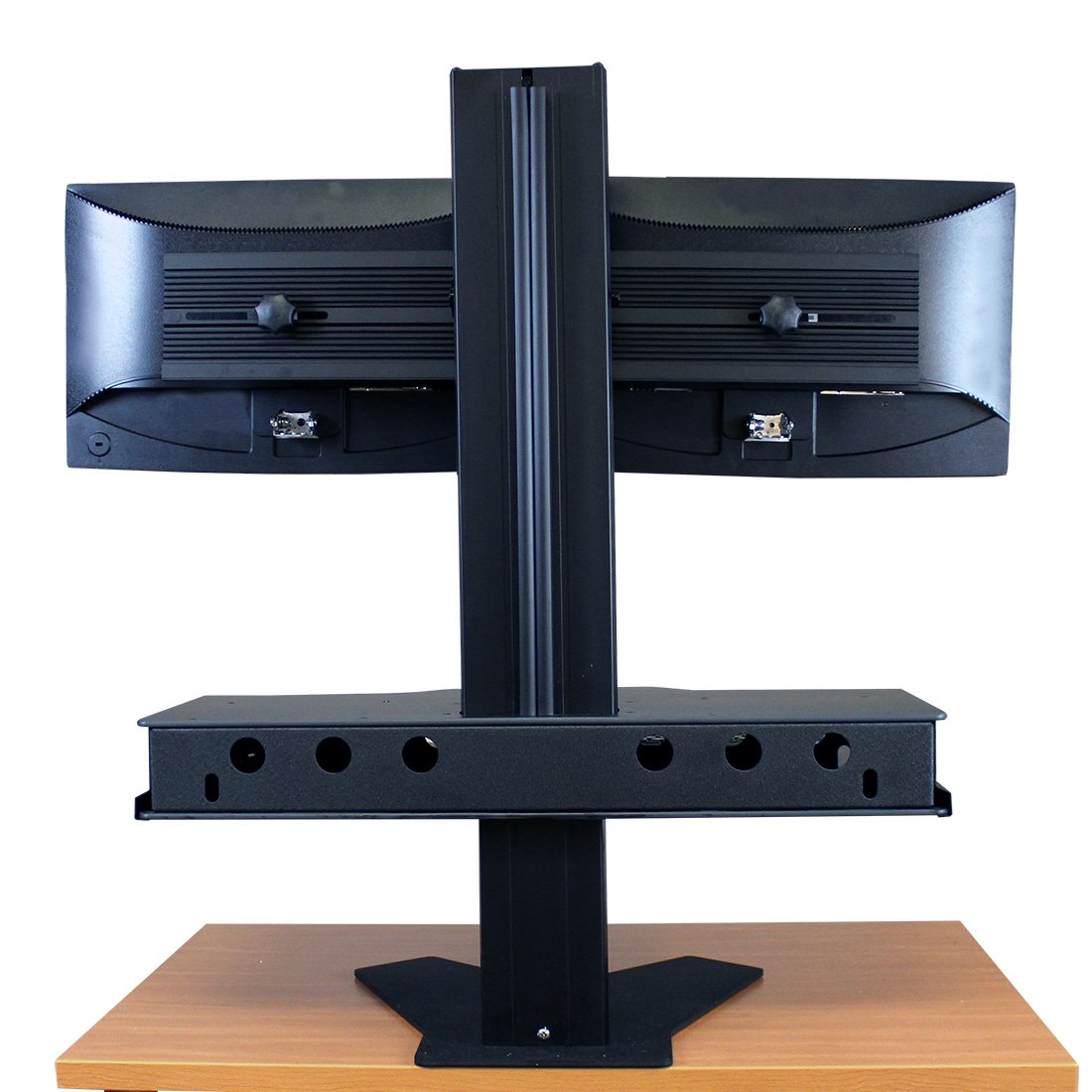 RightAngle Standing Desk Converter- Height Adjustable Sit Stand Desk Riser X, Dual Monitor Support Hover Helium, 24" x 28", Black
