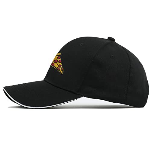 YUNXIBASECAP Pepperoni Pizza Embroidery Baseball Cap Dad Hat Unisex Adjustable Hip hop Pizza Cap(Black Sandwich White)