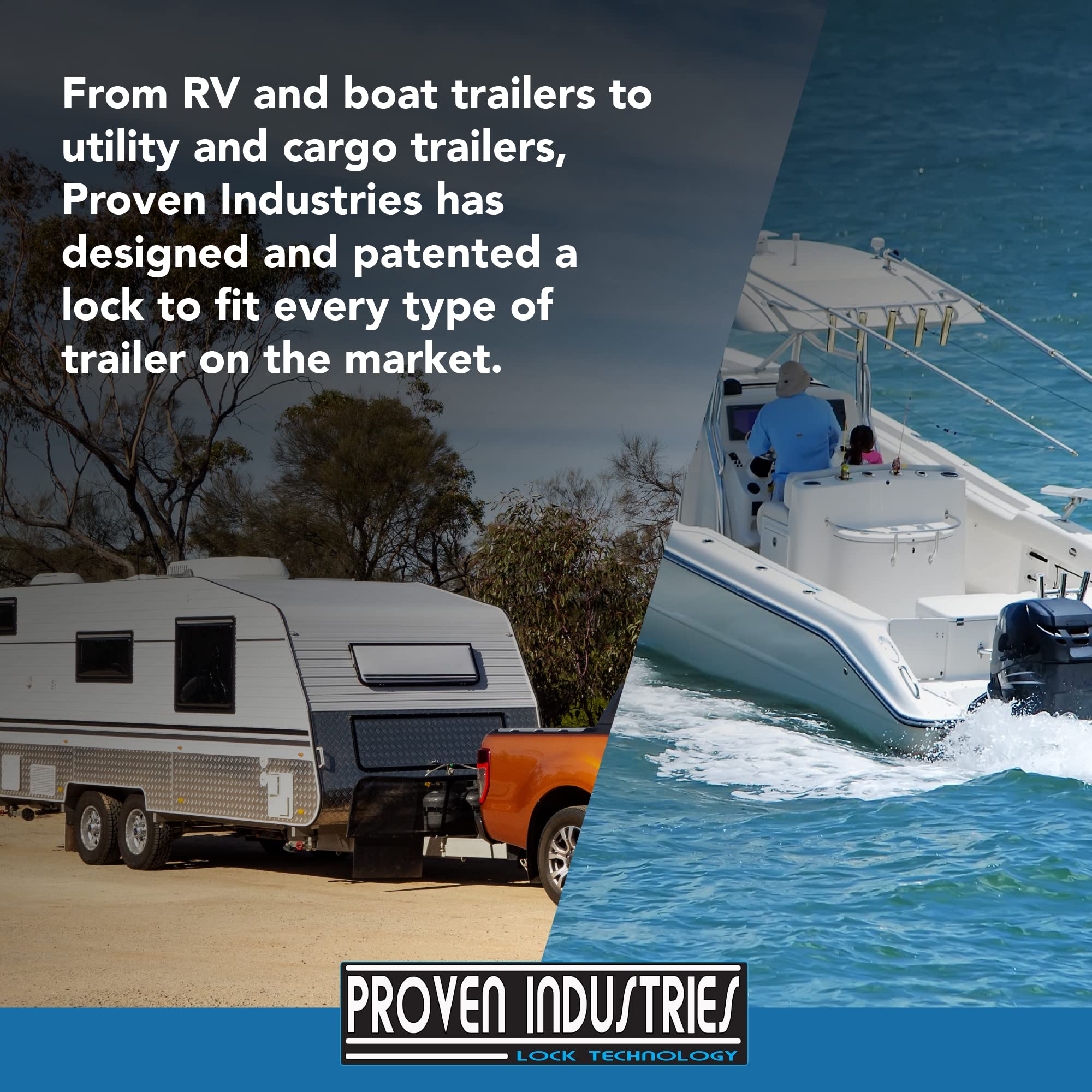 Proven Industries Model 2178 Trailer Lock, Fits 2-Inch Trailer Couplers, Secures Safety Chains, Made in The USA, (Black)
