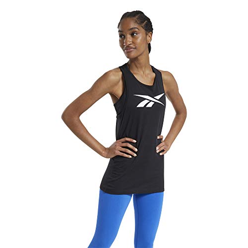 Reebok Women's Training Essentials Graphic Racerback Tank Top, Black/White, XX-Small