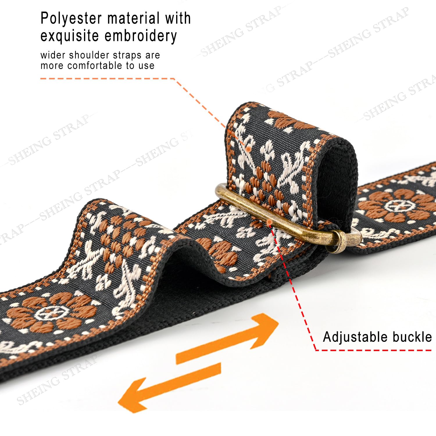 Purse Straps Replacement Crossbody Handbag Adjustable Jacquard Embroidery Wide Guitar Strap-13