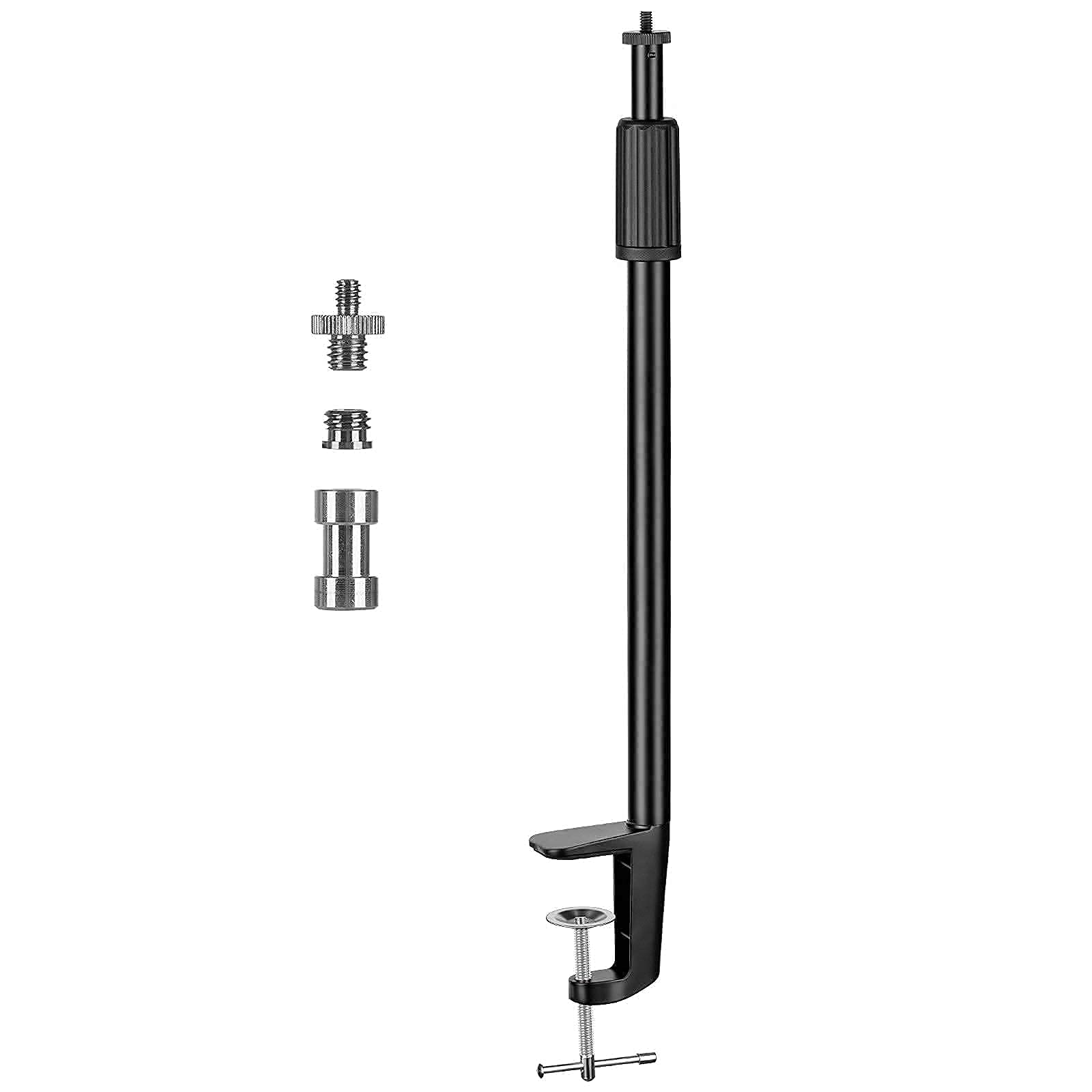 TARION Desktop Light Stand with 1/4" 3/8" Screws for Ring Light Tabletop Mount L Shape Clip Stand Adjustable 14-25in/35-64cm for Live Streaming Photograpghy Videograpghy Film Shooting Virtual Meetings