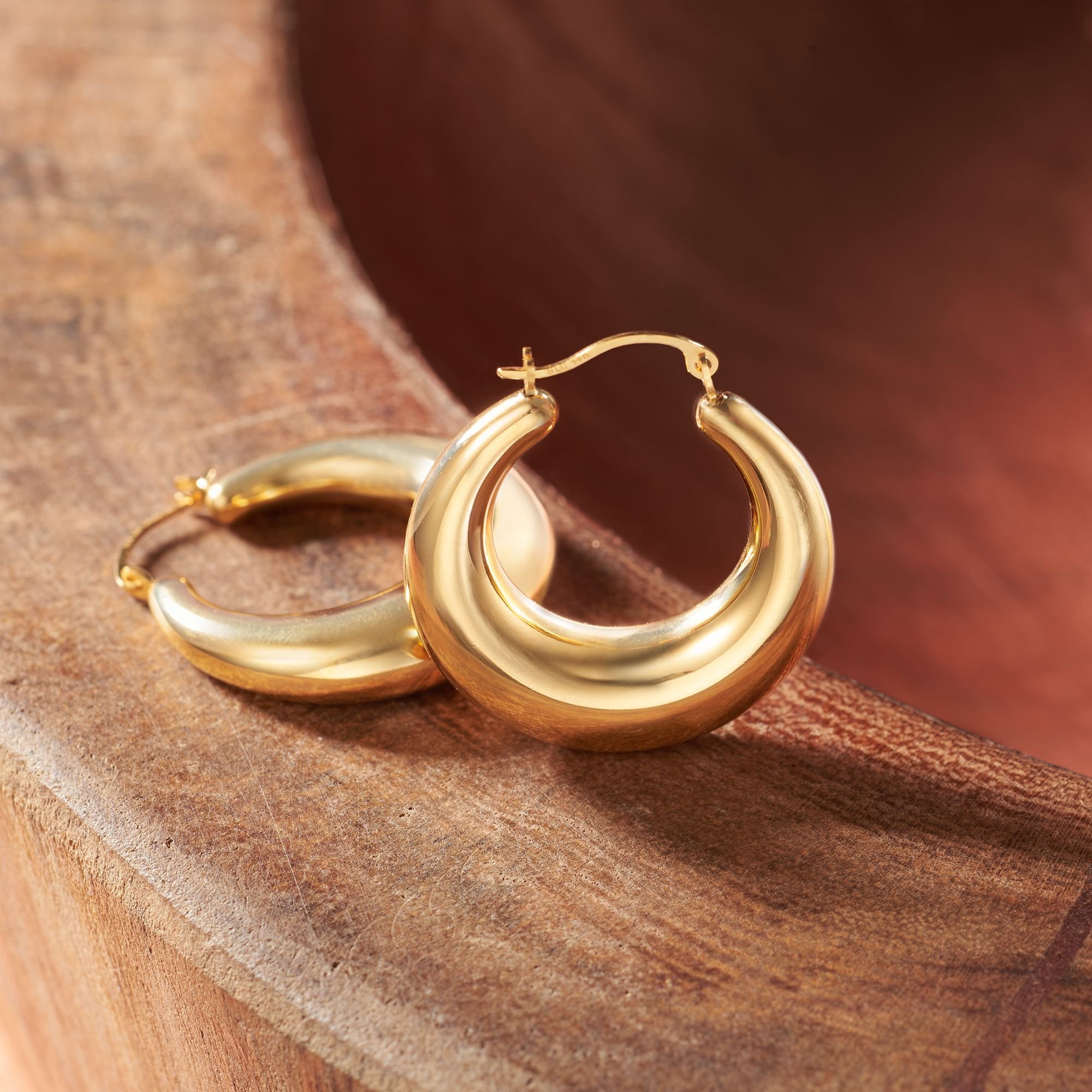 Ross-Simons Andiamo 14kt Yellow Gold Over Resin Graduated Hoop Earrings For Women