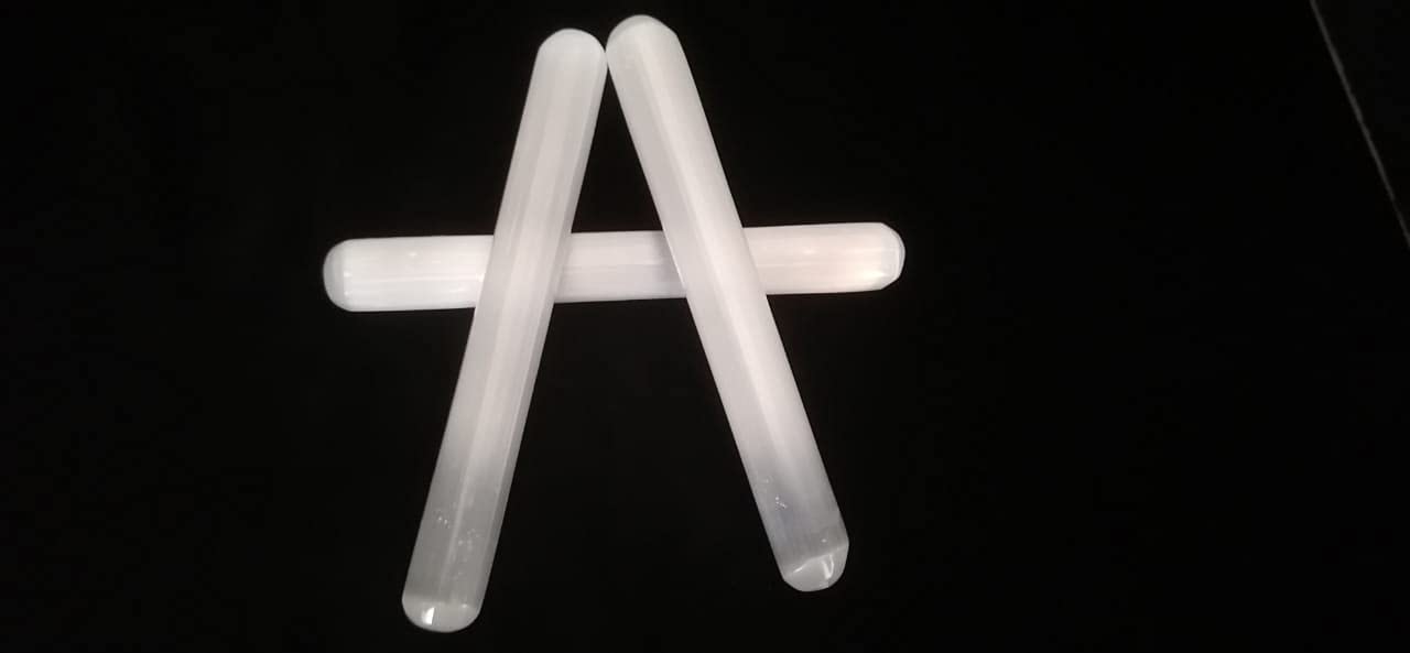 Three Selenite Massage Wand Polished, Self Care, Housewarming Gift, Healing Minerals and Crystals Size Around 15×2 cm 85 gr Each one