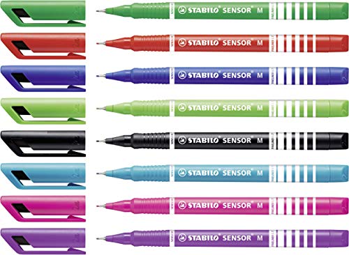 STABILO Fineliner SENSOR M - Wallet of 8 - Assorted Colours
