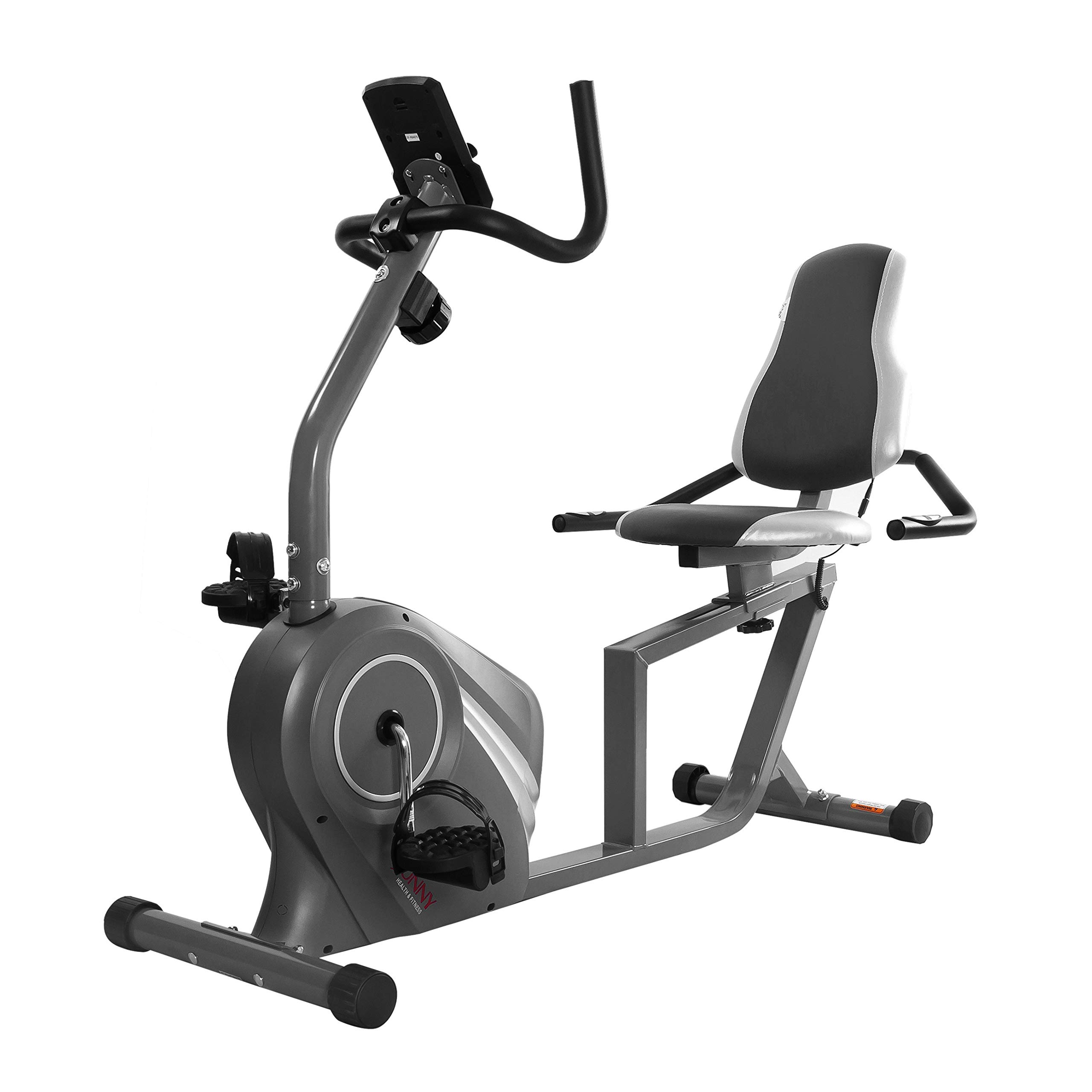 Sunny Health & Fitness Recumbent Bike - SF-RB4876, silver
