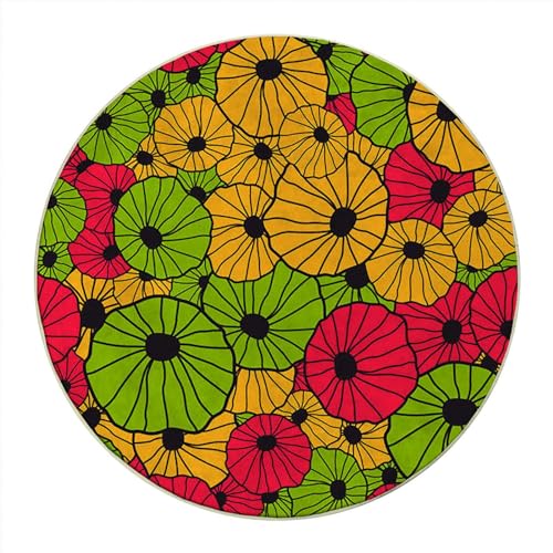 Round Office Chair Mat for Hardwood Floor Succulent Ornament Thick Home/Office Floor Protector Yellow Green Heavy Duty Floor Mat for Office Chair and Computer Desk 2 FT