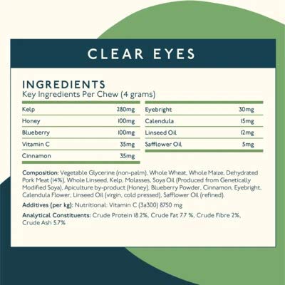 Petlab Co. Clear Eye Chews Dog Tear Stain Remover & Eye Wipe Alternative | Enhanced with Cranberry Extract Vitamin C & Eyebright | May Help Reduce Tear Stains & Supports Immunity