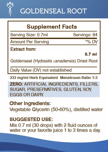 Secrets of the Tribe Goldenseal Root Tincture Alcohol-Free Extract, Goldenseal (Hydrastis Canadensis) Dried Root 2 oz