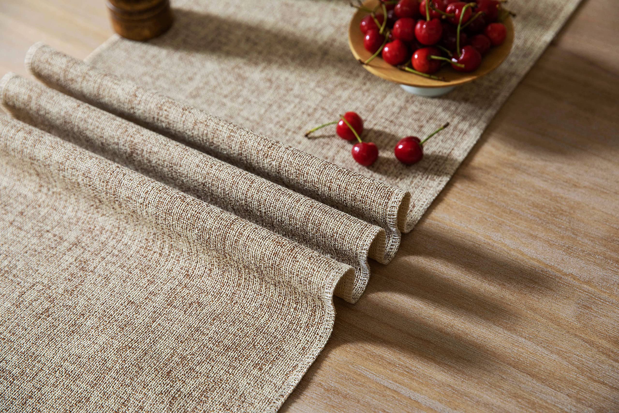 ZeeMart Beige Table Runners 90 Inches Long, Burlap Linen Style Rustic Farmhouse Table Runner, Long Boho Dining Table Runner, 13x90 Inches, Oatmeal Beige