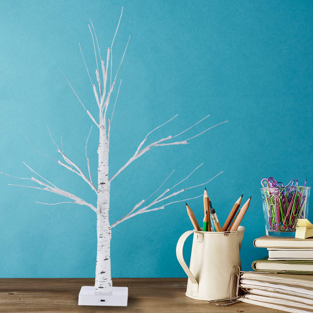 Sunnyglade 2PCS 2Ft 24 LED Birch Tree Light Fairy Tree Bonsai Tree Light Warm White for Home Wedding Festival Party Christmas Decoration (Golden)