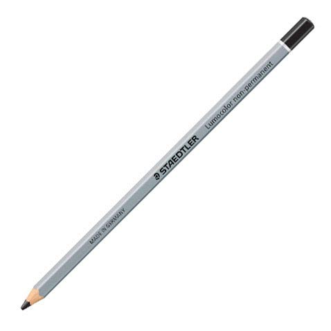 Staedtler Lumocolor Omnichrome Non permanent water soluble pencils, 6 Count (Black)