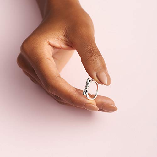 Pandora Jewelry Classic Bow Cubic Zirconia Ring in Sterling Silver, Size 7
