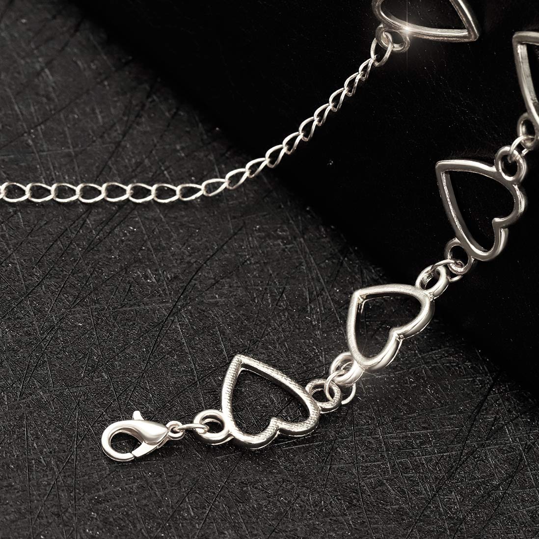 Suyi Choker Necklace - Simple Heart Chain Choker Statement Clavicle Necklace Gift for Women Necklace Jewerly HeartSilver