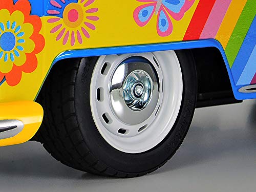 Tamiya 47453 Volkswagen 1:10 VW Bus Type 2 T1 Flower Paint, Remote Controlled Car, RC Vehicle, Building, Assembly Kit Model