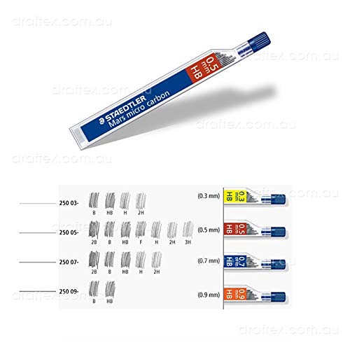 Staedtler Mars Micro Carbon pencils 0.5mm lead refill 2B & HB, Total 48 leads